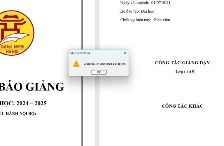 Hướng Dẫn Sửa Lỗi Word Has Encountered A Problem