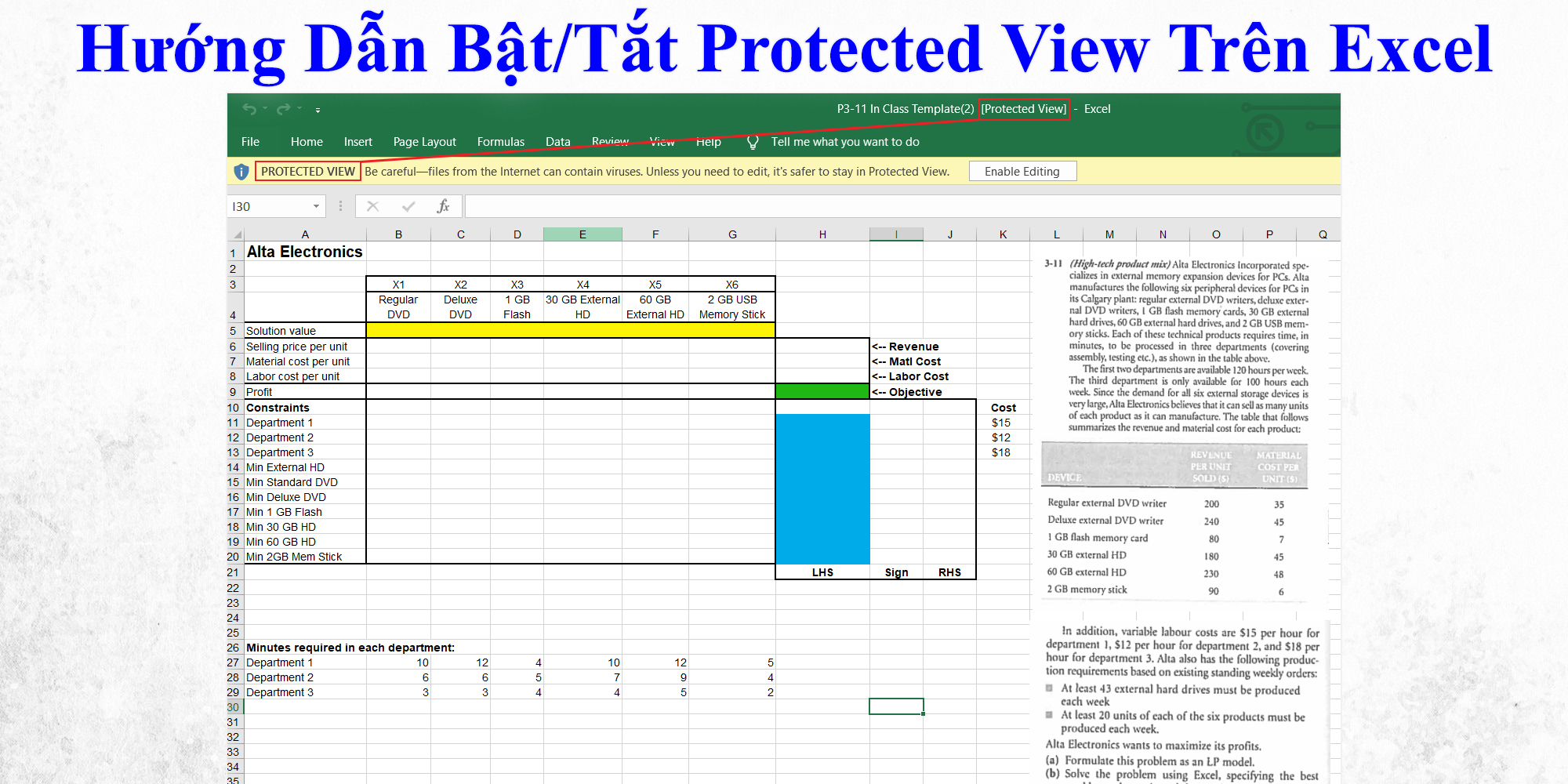 Hướng Dẫn Bật/Tắt Protected View Trên Excel