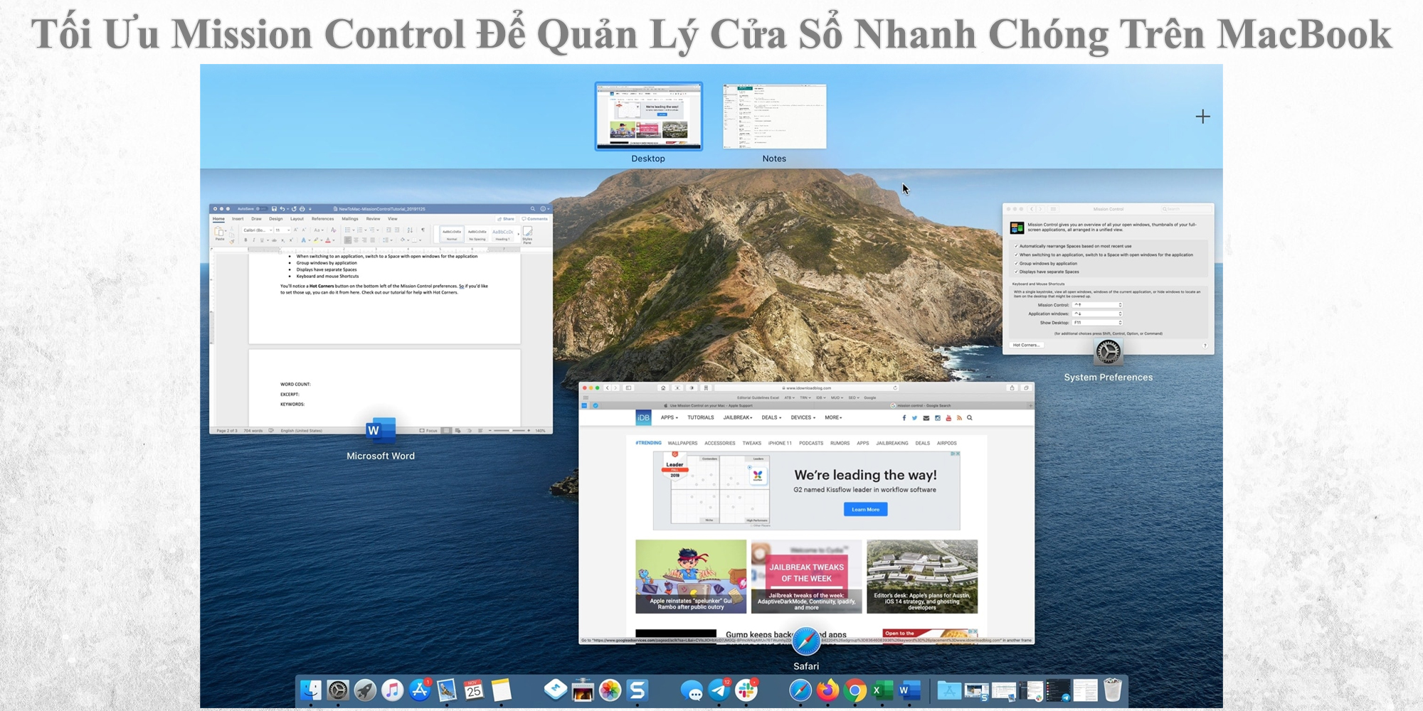 Tối Ưu Mission Control Để Quản Lý Cửa Sổ Nhanh Chóng Trên MacBook