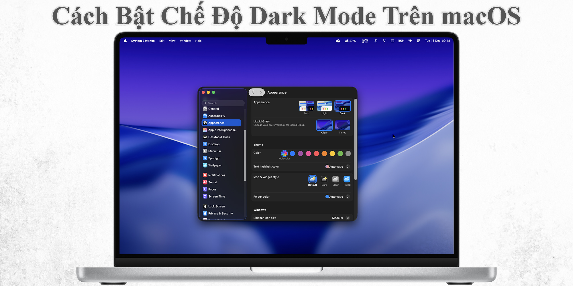 Cách Bật Chế Độ Dark Mode Trên MacOS